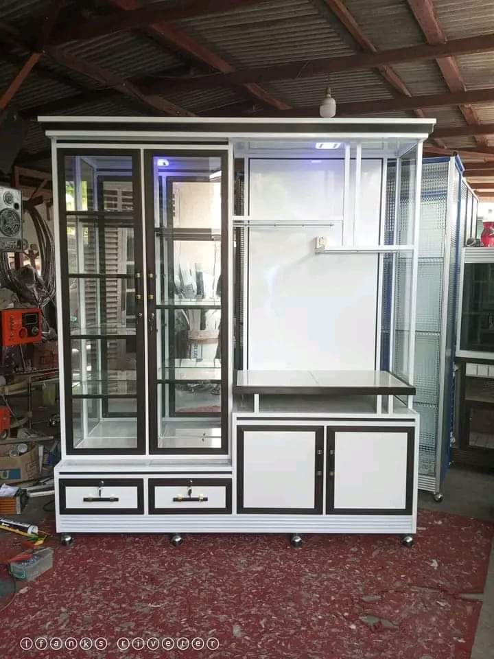 lemari hias minimalis ruang tamu kecil | lemari aluminium | etalase